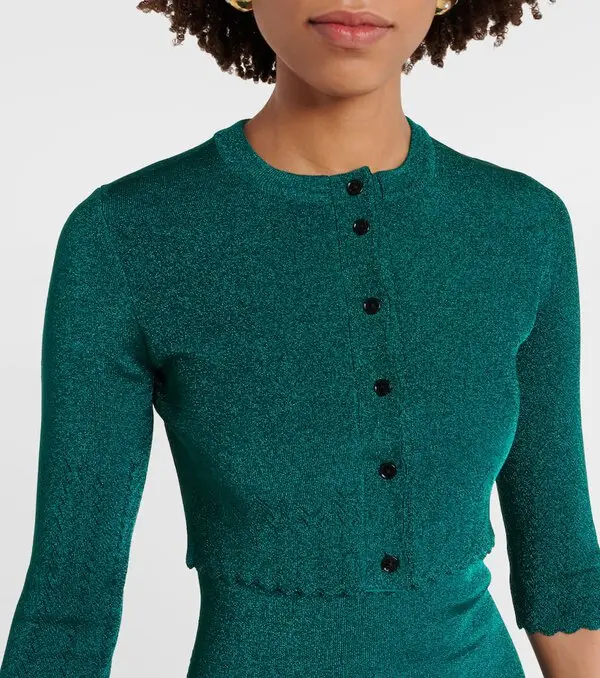 Victoria Beckham Cropped Cardigan With Metallic Fibers