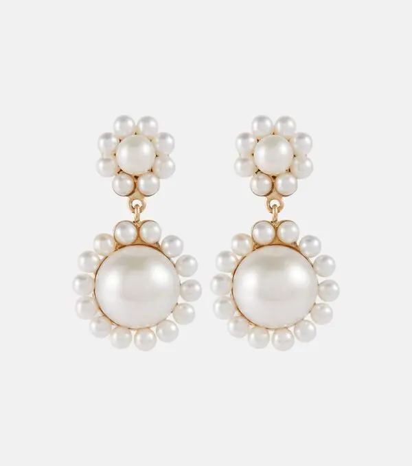 Sophie Bille Brahe Deux Jeanne 14kt Yellow Gold Single Pearl Earring - White