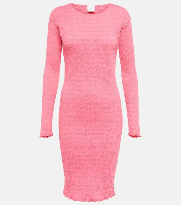 PATOU Smocked Cotton-jersey Mini Dress