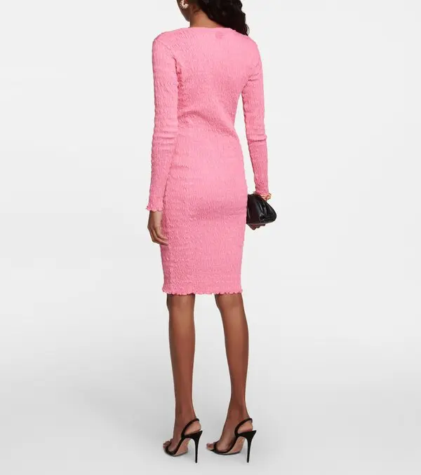 PATOU Smocked Cotton-jersey Mini Dress
