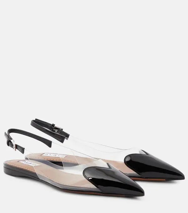 Alaïa Le Cour Patent Leather And Pu Slingback Flats - Black