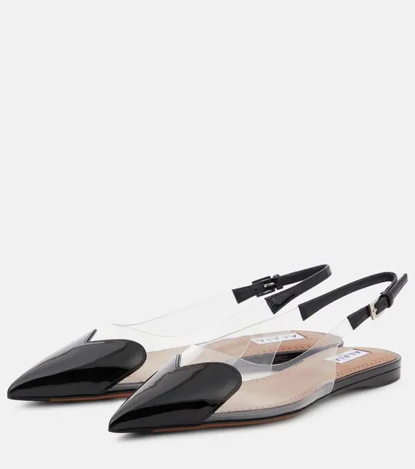 Alaïa Le Cour Patent Leather And Pu Slingback Flats - Black