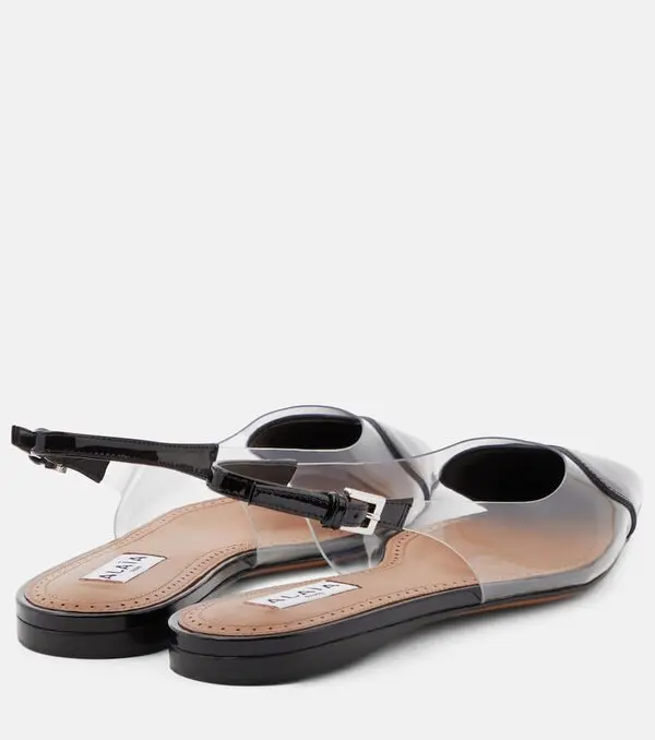 Alaïa Le Cour Patent Leather And Pu Slingback Flats - Black