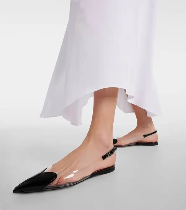 Alaïa Le Cour Patent Leather And Pu Slingback Flats - Black