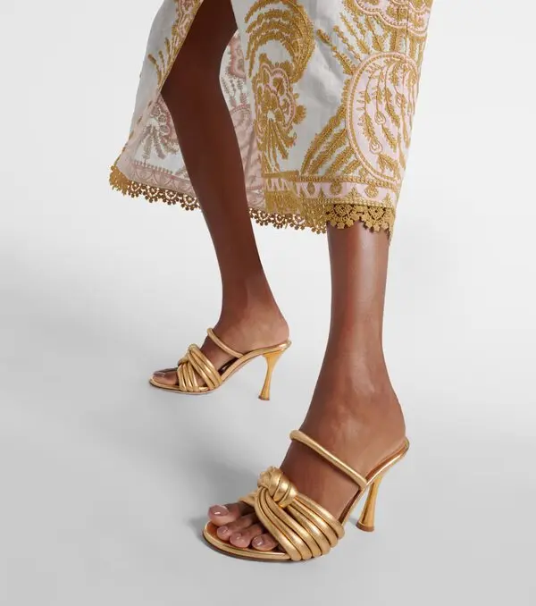 GIANVITO ROSSI Ottavia Metallic Leather Sandals