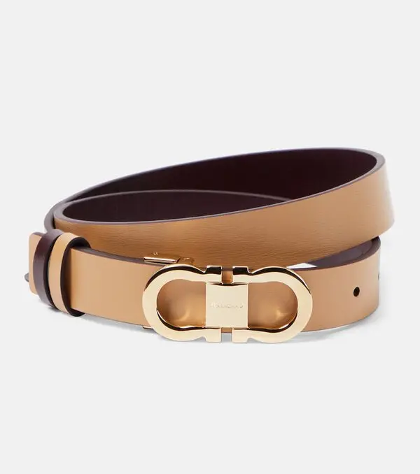 FERRAGAMO Gancini Reversible Leather Belt - Brown