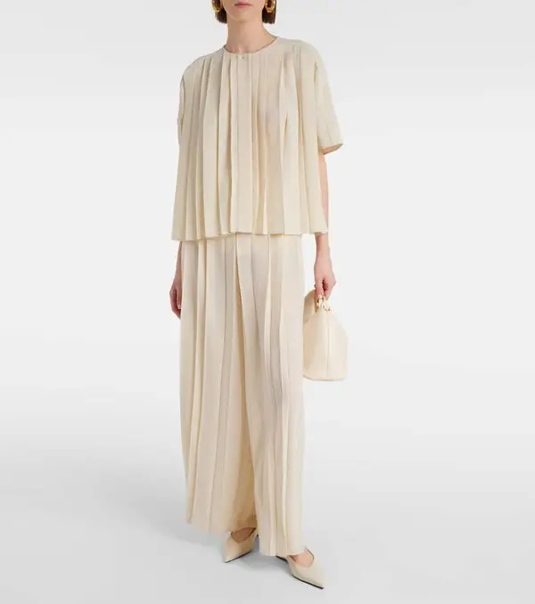 JOSEPH Tibre Plisse Wide-leg Trousers