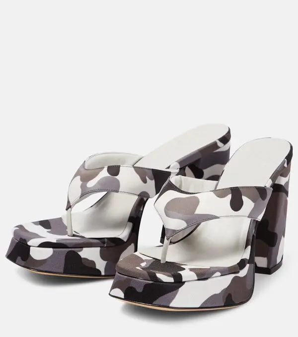 GIA BORGHINI Camouflage Platform Thong Sandals