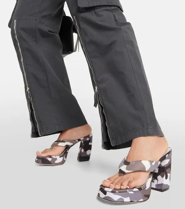 GIA BORGHINI Camouflage Platform Thong Sandals