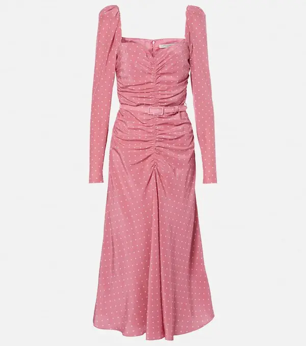 Alessandra Rich Polka-dot Silk Maxi Dress