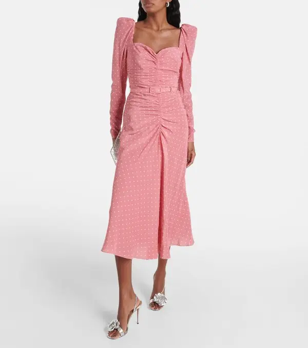 Alessandra Rich Polka-dot Silk Maxi Dress