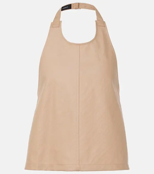 Wardrobe.NYC Halterneck Cotton-blend Drill Top - Beige