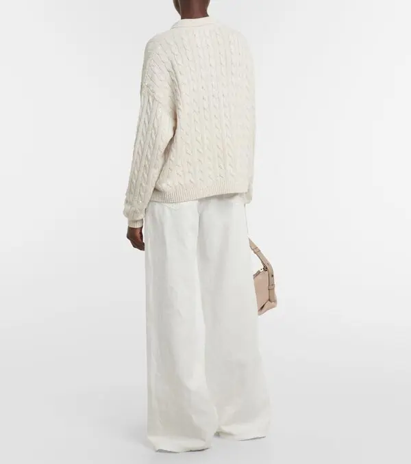 Brunello Cucinelli Cable-knit Cotton-blend Polo Sweater
