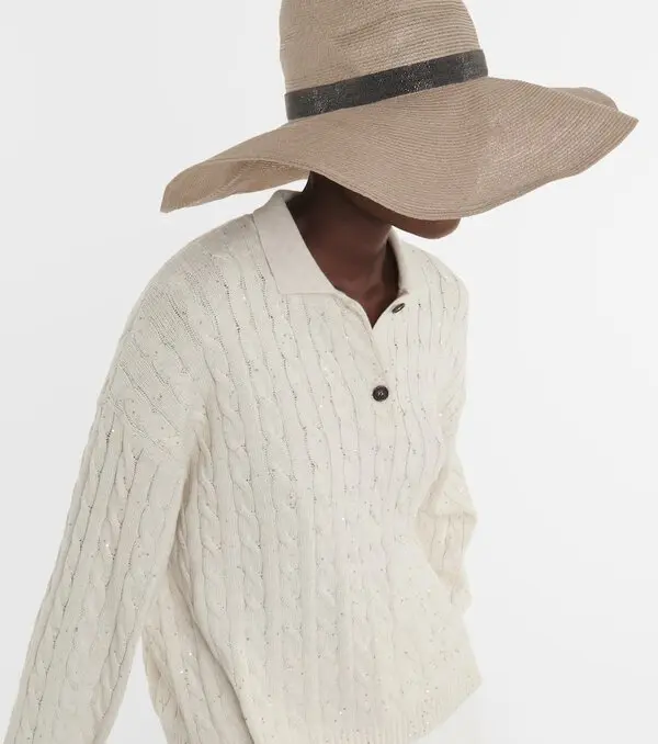 Brunello Cucinelli Cable-knit Cotton-blend Polo Sweater