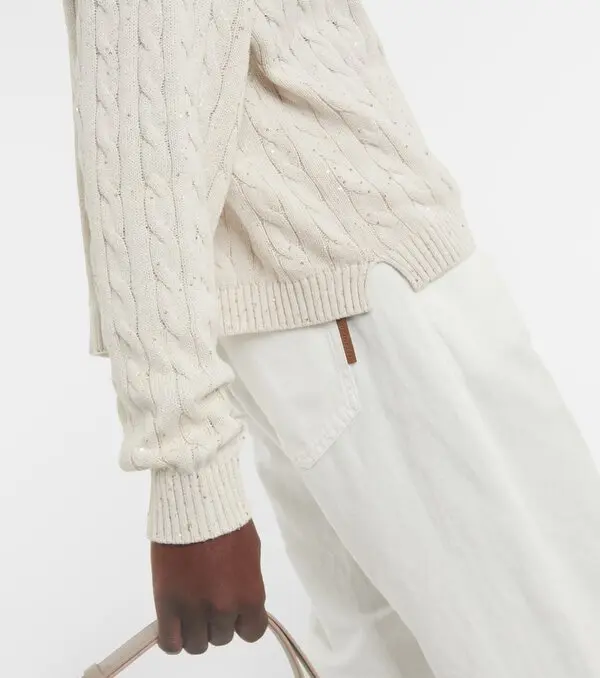Brunello Cucinelli Cable-knit Cotton-blend Polo Sweater