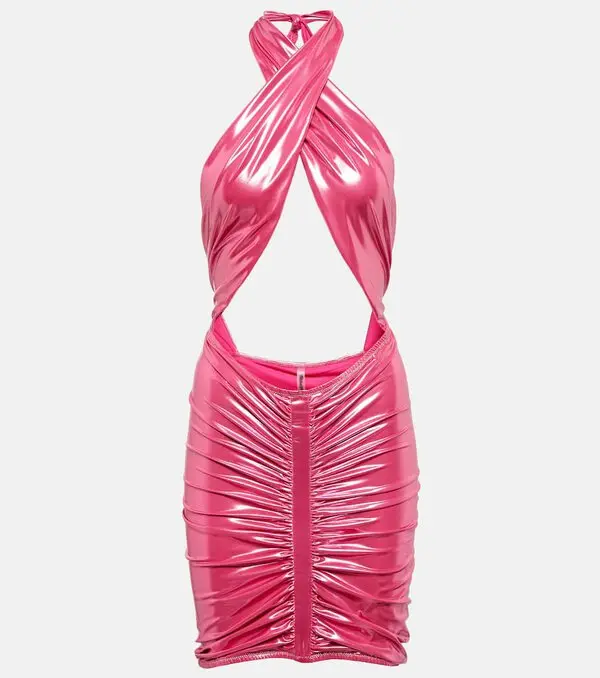 REINA OLGA Stallion Cutout Lame Minidress - Pink