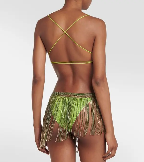 Oseree Embellished Asymmetric Miniskirt