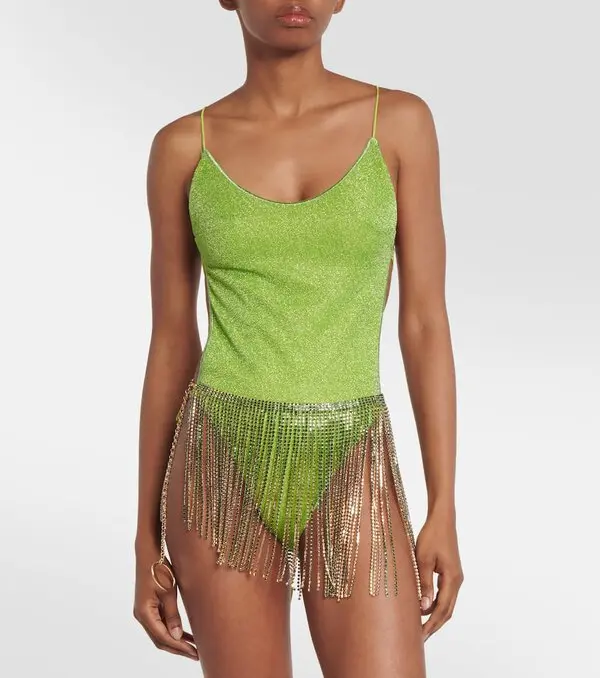Oseree Embellished Asymmetric Miniskirt