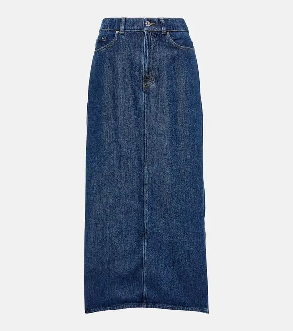 7 For All Mankind Mia Denim Midi Skirt
