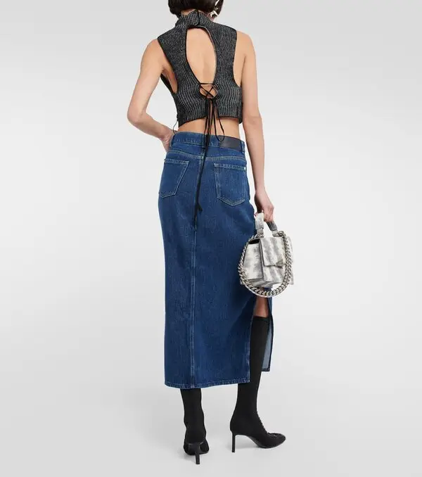 7 For All Mankind Mia Denim Midi Skirt