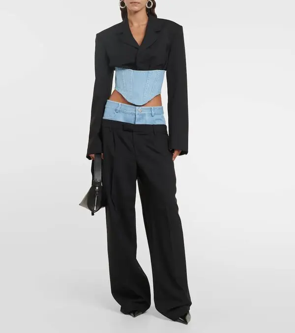 DION LEE Wool And Denim Bustier Blazer