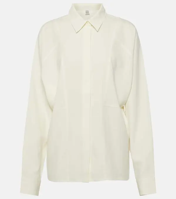 TOTEME Silk Button Down Shirt - White