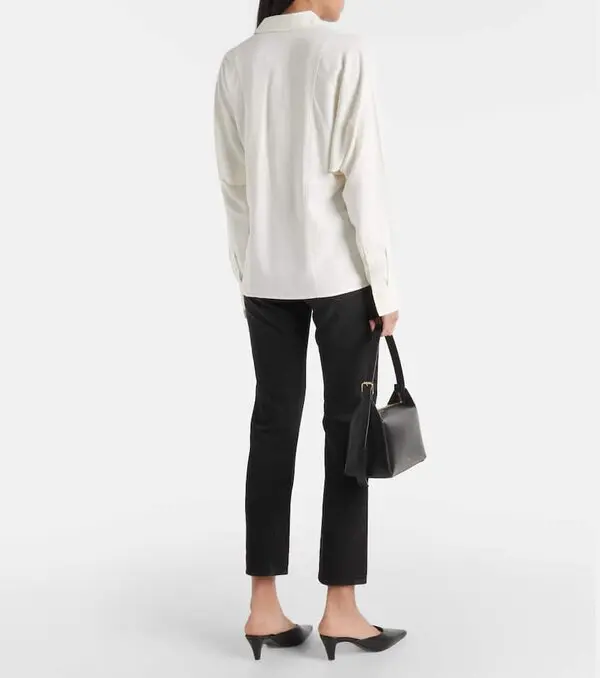 TOTEME Silk Button Down Shirt - White