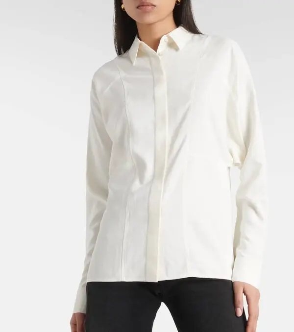 TOTEME Silk Button Down Shirt - White