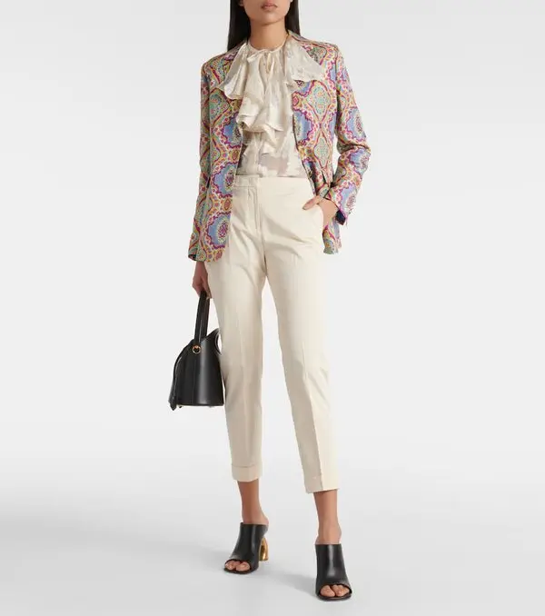 Etro High-rise Tapered Cotton-blend Pants