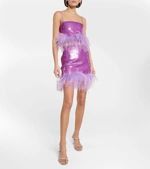 Giuseppe Di Morabito Feather-trimmed Sequined Miniskirt