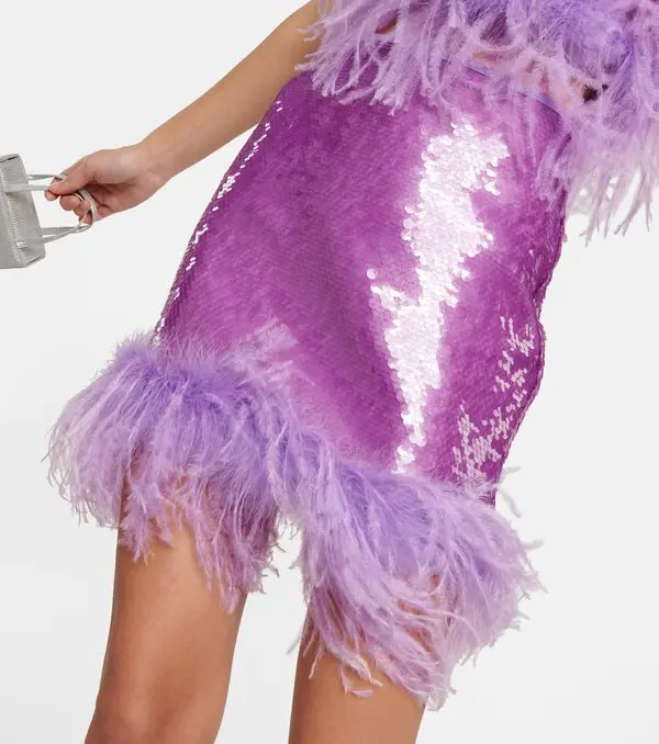 Giuseppe Di Morabito Feather-trimmed Sequined Miniskirt