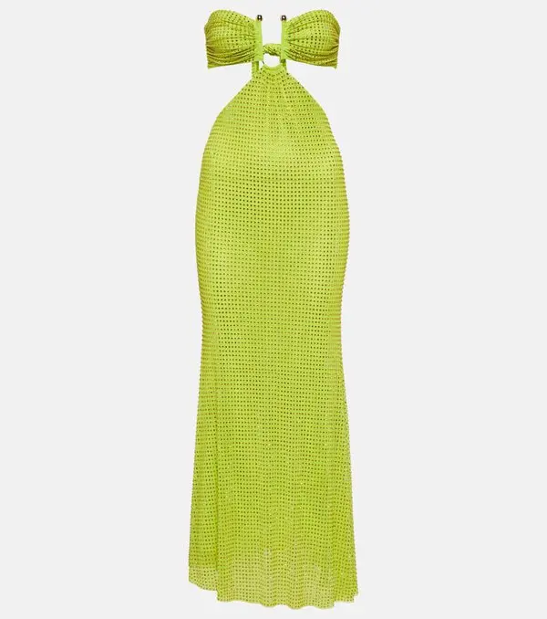 SELF-PORTRAIT Embellished Mesh Maxi Dress