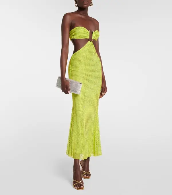 SELF-PORTRAIT Embellished Mesh Maxi Dress