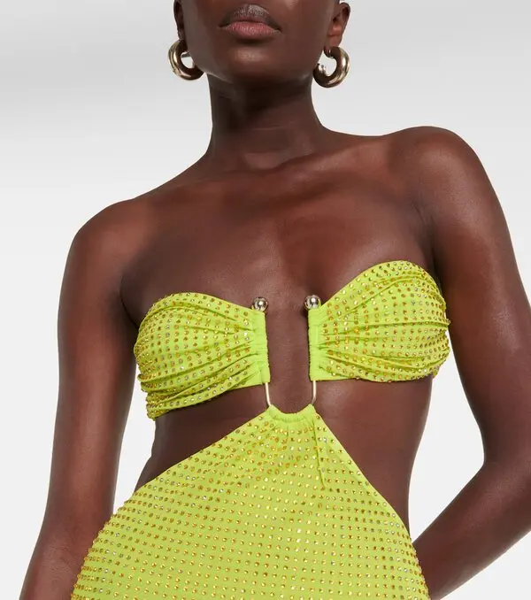 SELF-PORTRAIT Embellished Mesh Maxi Dress