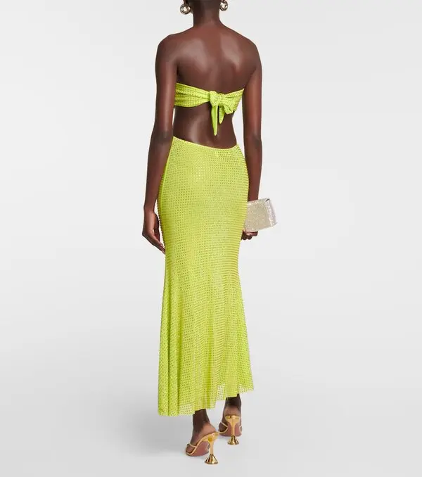 SELF-PORTRAIT Embellished Mesh Maxi Dress