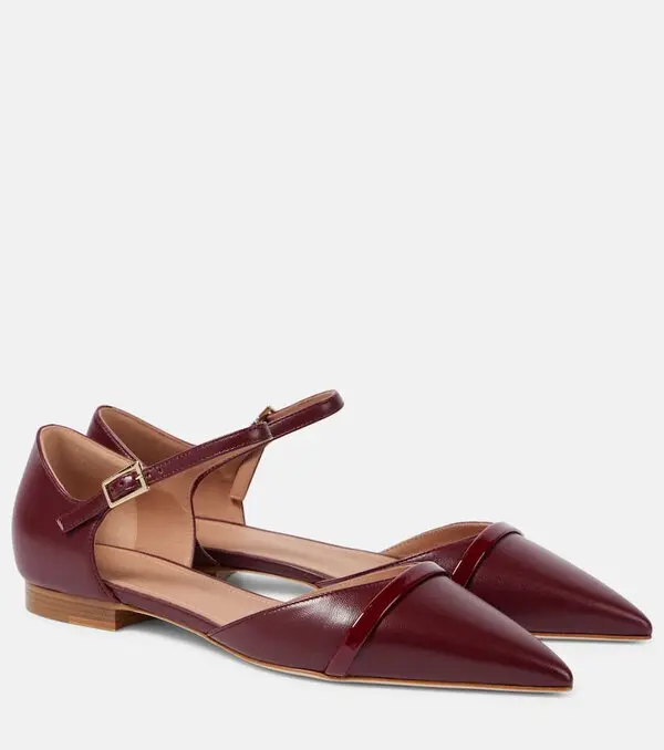 MALONE SOULIERS Leather Mary Jane Flats - Red