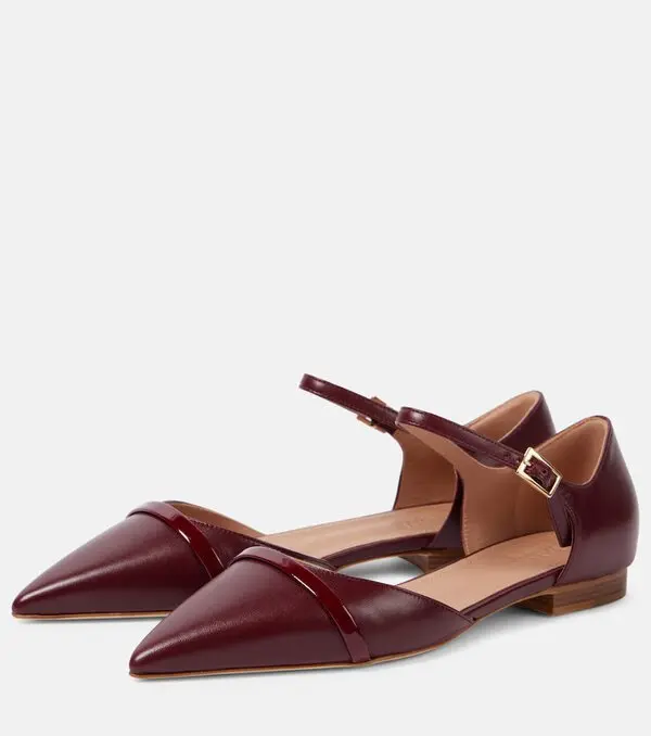 MALONE SOULIERS Leather Mary Jane Flats - Red