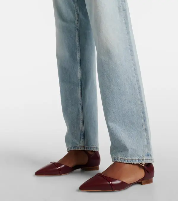 MALONE SOULIERS Leather Mary Jane Flats - Red