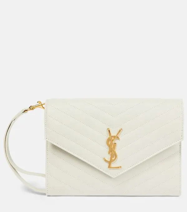 Saint Laurent Cassandre Small Matelasse Leather Clutch - Beige
