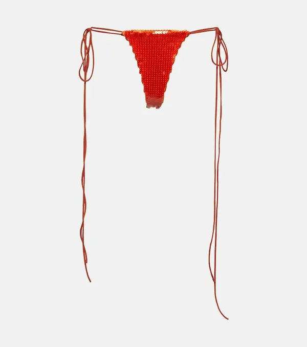 LAQUAN SMITH Sequined Side-tie Panties - Orange