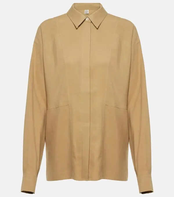 TOTEME Silk Poplin Shirt - Beige