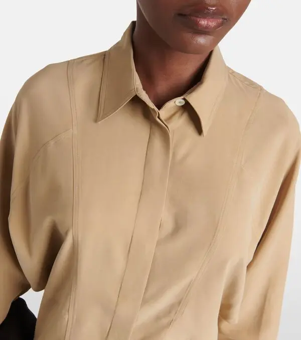 TOTEME Silk Poplin Shirt - Beige