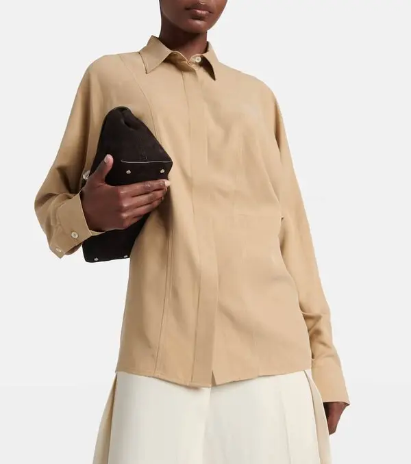 TOTEME Silk Poplin Shirt - Beige