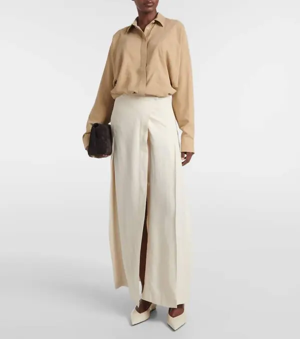 TOTEME Silk Poplin Shirt - Beige