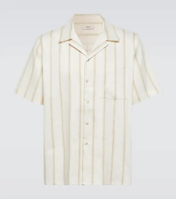 Commas Striped Linen-blend Bowling Shirt - White