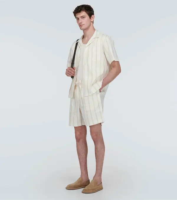 Commas Striped Linen-blend Bowling Shirt
