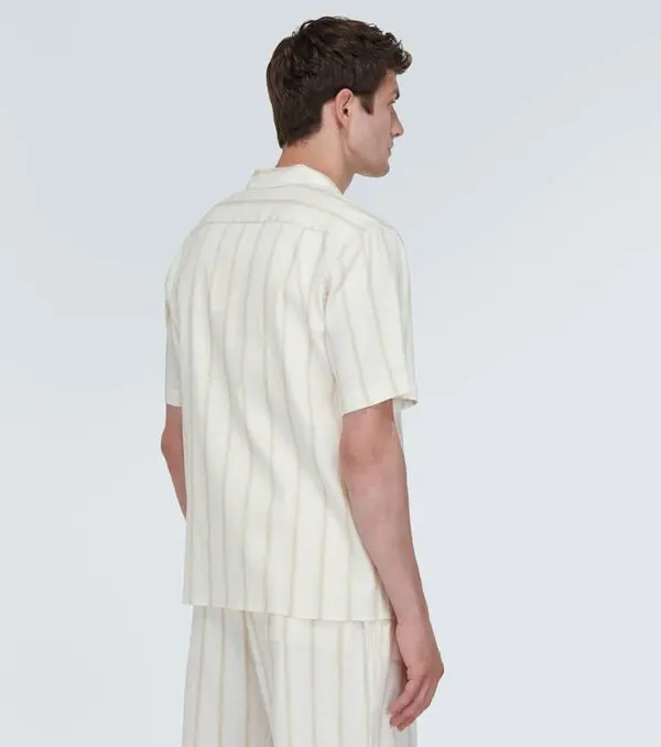 Commas Striped Linen-blend Bowling Shirt
