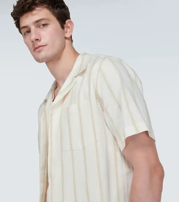 Commas Striped Linen-blend Bowling Shirt