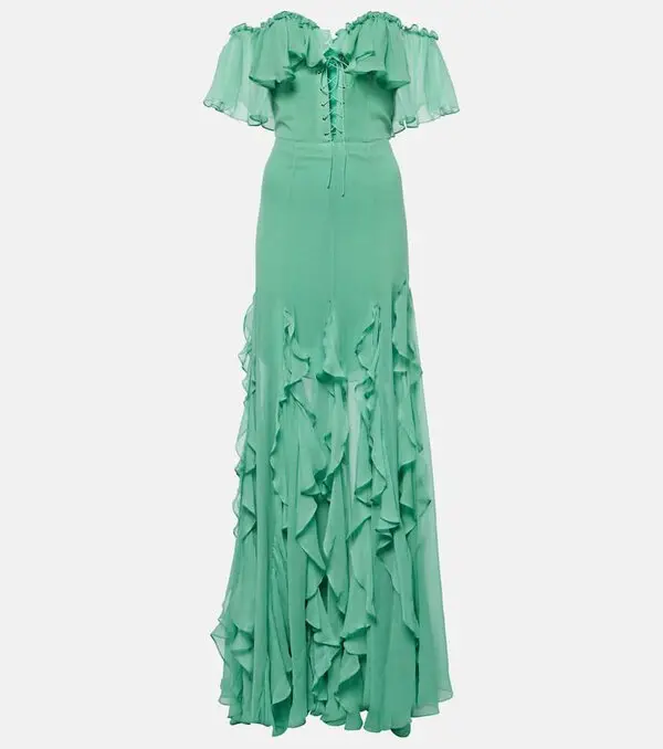 Costarellos Off-shoulder Corset Gown