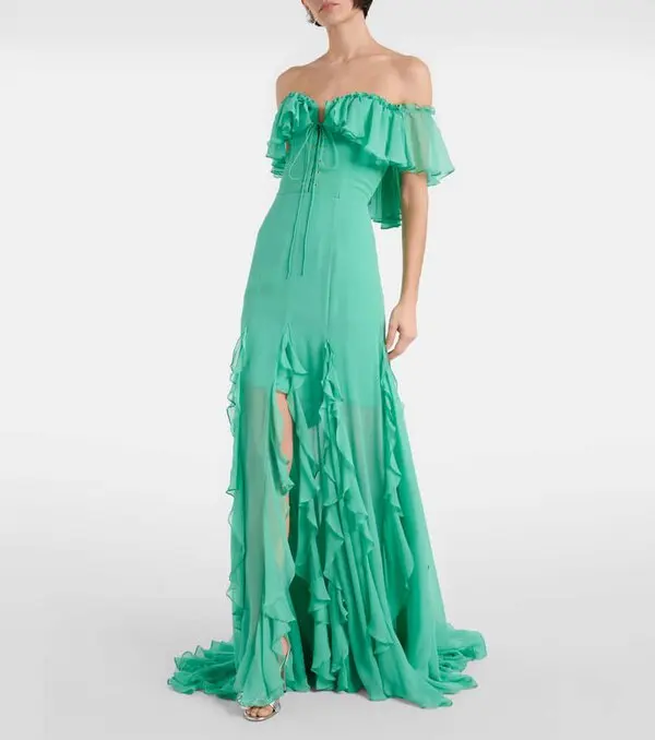 Costarellos Off-shoulder Corset Gown